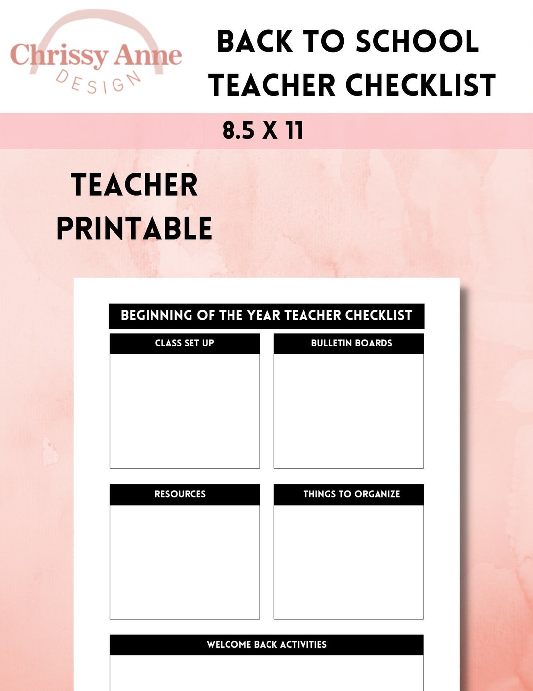 Back to School Teacher Checklist | Beginning of the Year Teacher ...