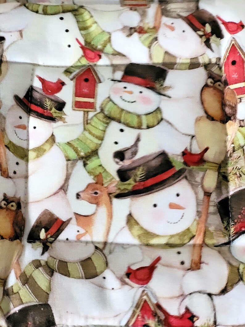 Winter Snowmen, Christmas Birdhouses Design on Potholders, Quilted, Set ...
