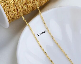1 Foot 1.1mm 14K Gold Filled Twisted Chain, Singapore Chain, Wave Chain ...