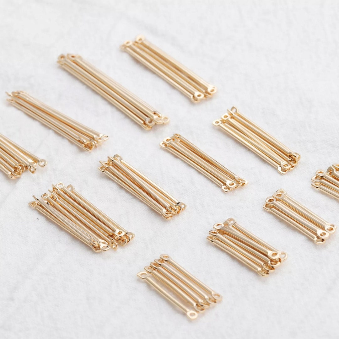 10pcs-18k Gold Filled Double Hole Eye Pinsbar Shape Earring ...