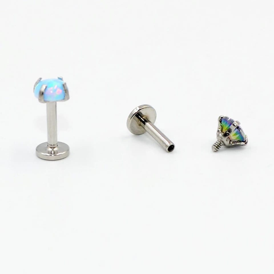 Internally Threaded Earrings Stud Labret Triple Helix | Etsy