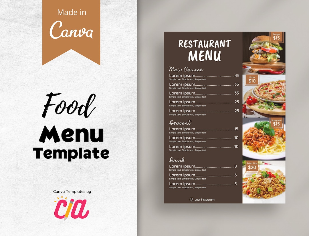 Food Menu Canva Template | Restaurant Menu | Food Drink Template ...