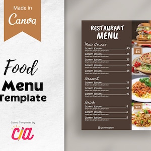 Food Menu Canva Template | Restaurant Menu | Food Drink Template ...