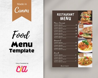 Restaurant Menu Landscape One Page, Fully Customizable Canva Template ...