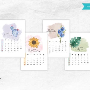 2025 Desk Calendar Canva Template Editable Calendar Template Watercolor ...