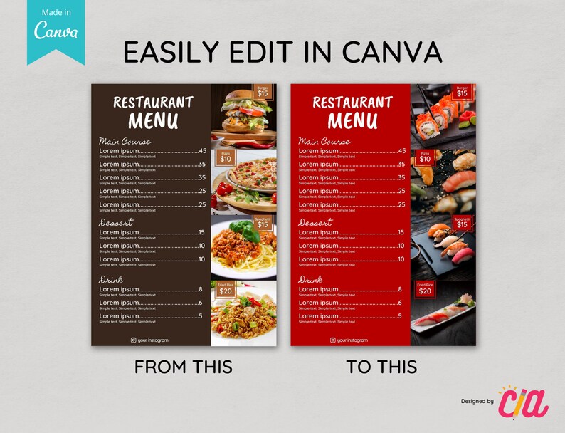 Food Menu Canva Template | Restaurant Menu | Food Drink Template ...
