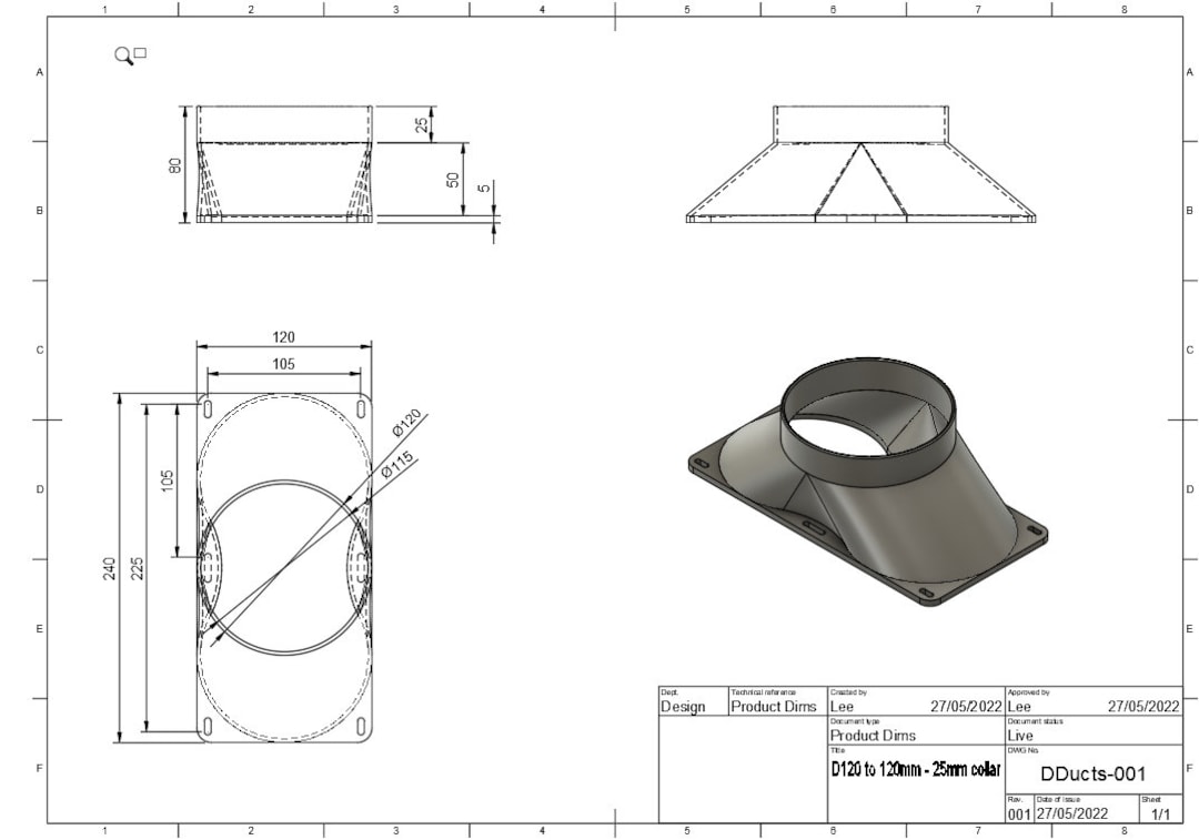 Double 120mm Fan Duct Shrouds to 120mm Hose Adaptor Digital File - Etsy