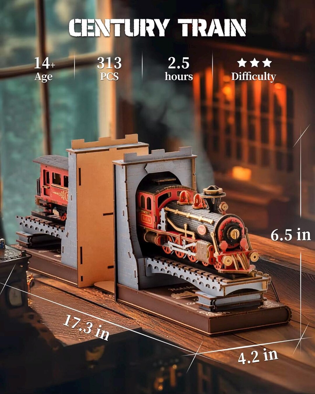 Century Train, Book Nook, 3D Puzzle, Wooden Mechanical Model Kit ...