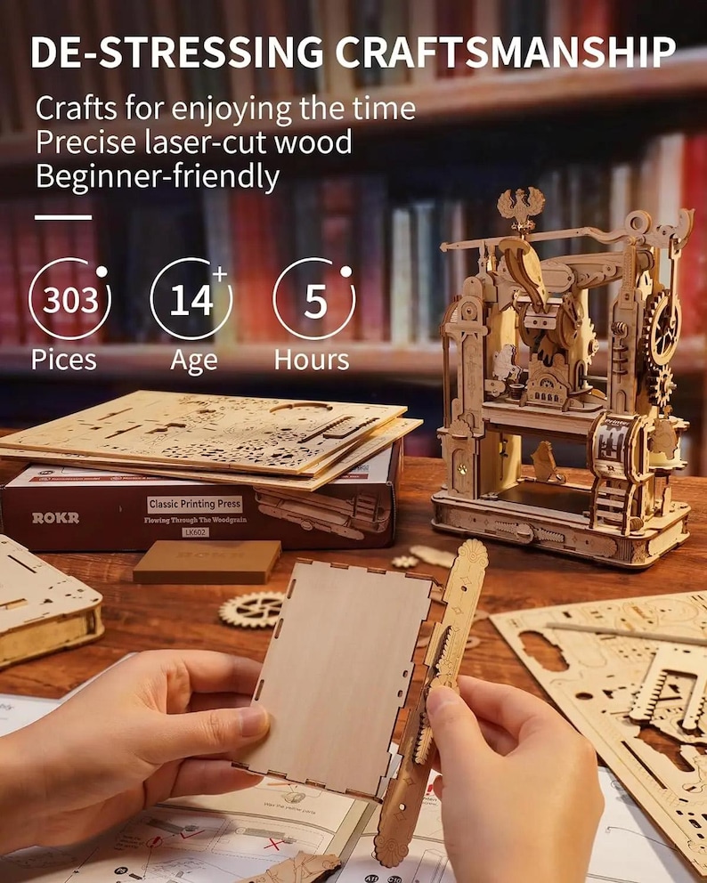 Mechanical Gears 3D Puzzle, Wooden Mechanical Model Kit, Artisan Wood ...
