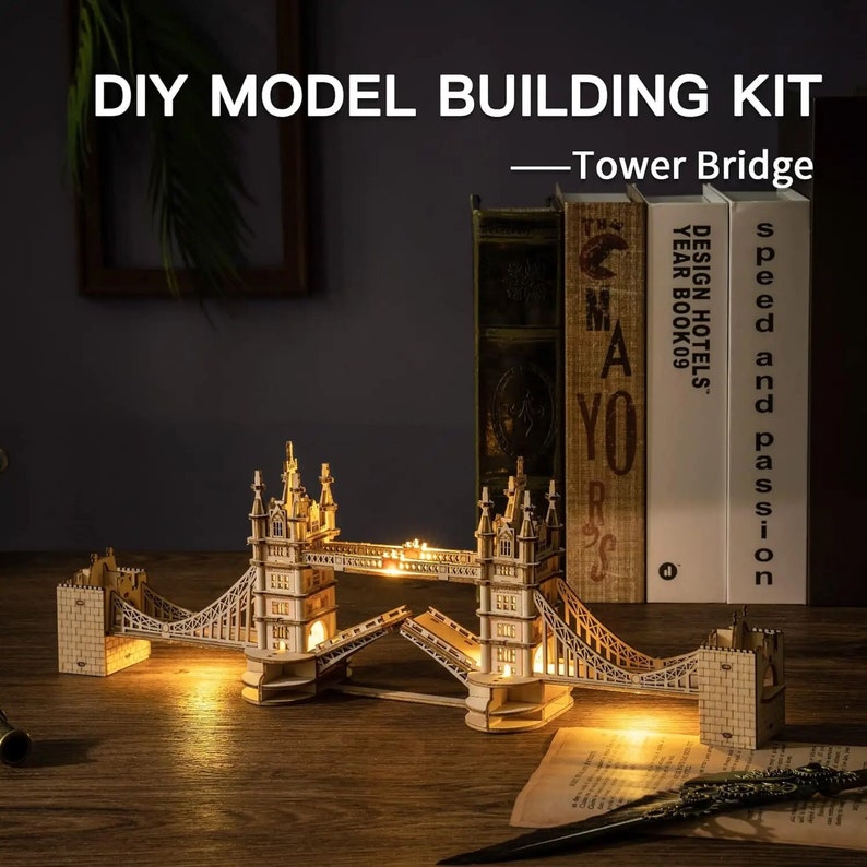 Tower Bridge 3D Puzzle, Wooden Mechanical Model Kit, Amazing Landscape ...