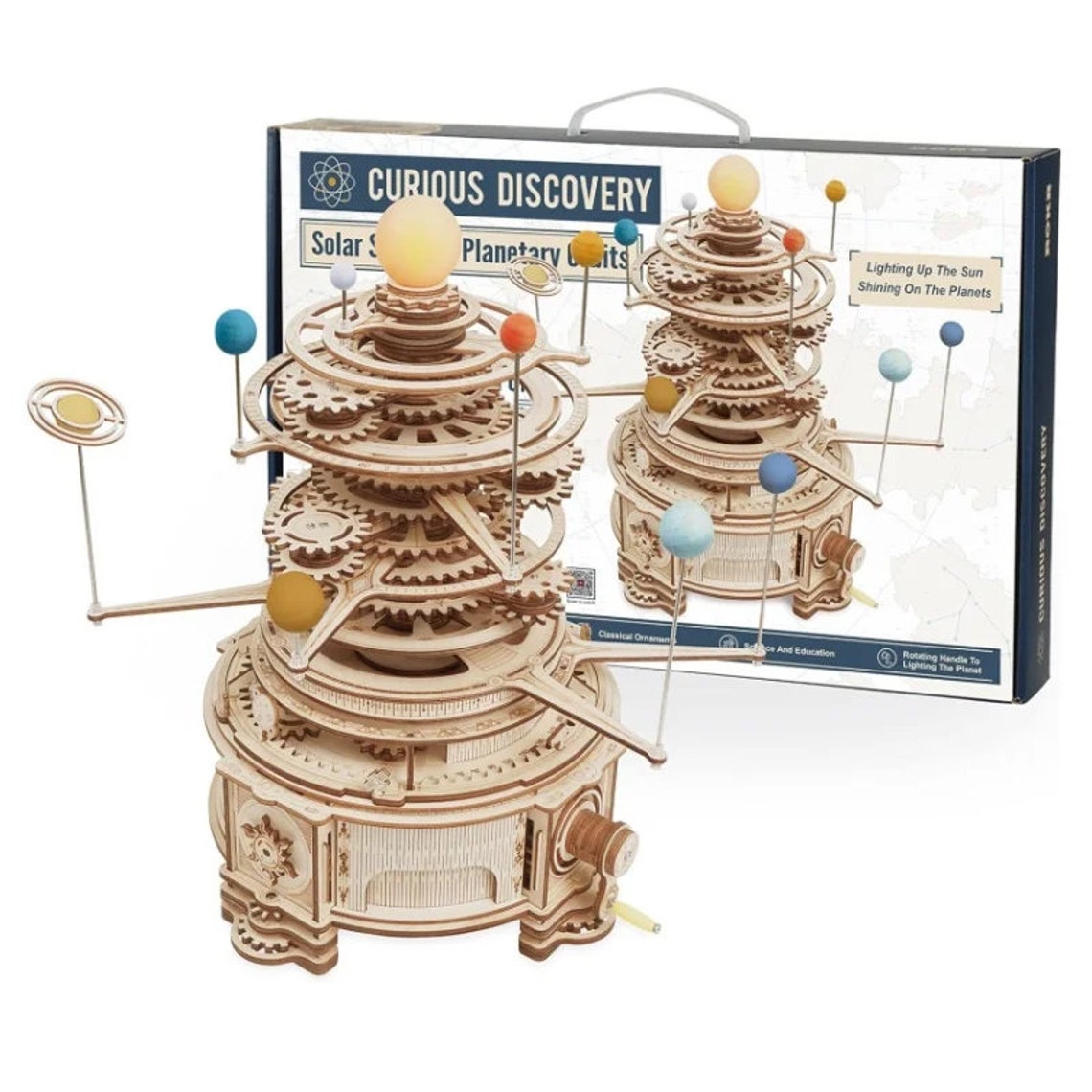 Rotatable Mechanical Orrery DIY 3D Puzzle, Wooden Mechanical Model Kit ...