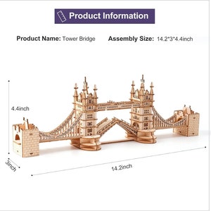 Tower Bridge 3D Puzzle, Wooden Mechanical Model Kit, Amazing Landscape ...
