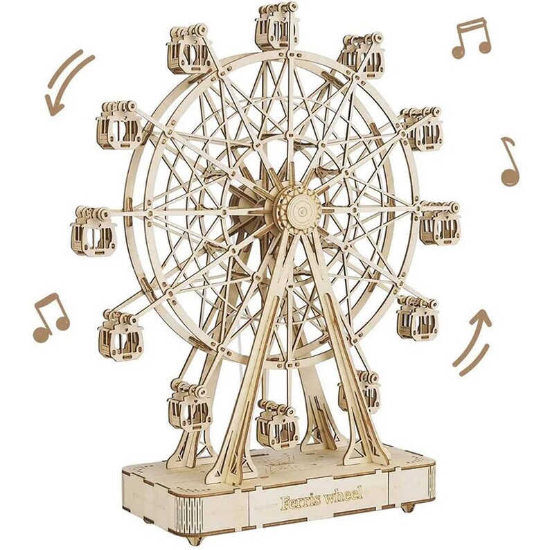 Ferris Wheel 3D Puzzle, Wooden Mechanical Model Kit, Carnival Decor - Etsy
