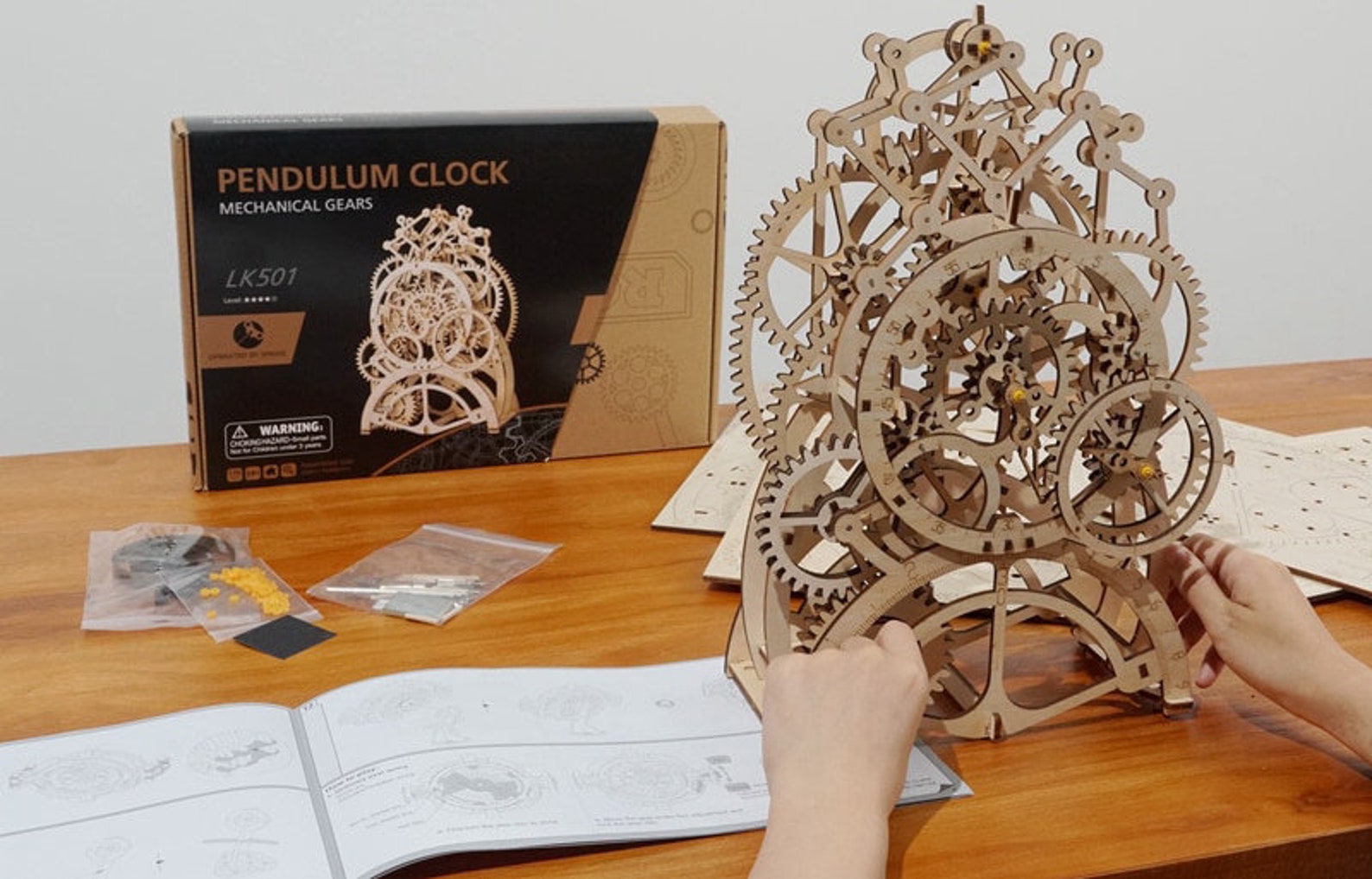Pendulum Clock 3D Puzzle, Wooden Mechanical Model Kit, Art Collectible ...