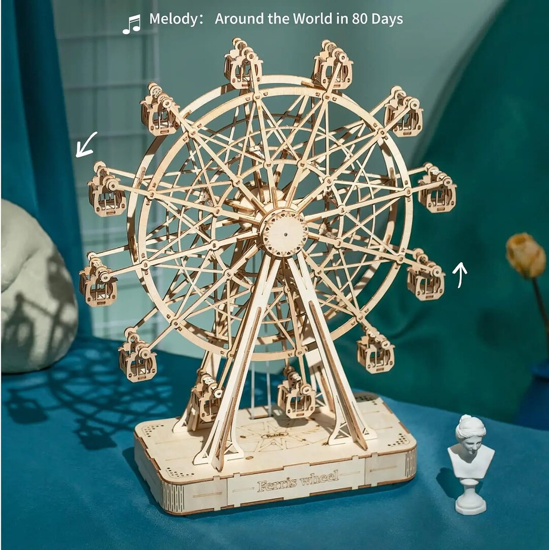 Ferris Wheel 3D Puzzle, Wooden Mechanical Model Kit, Art Collectible ...