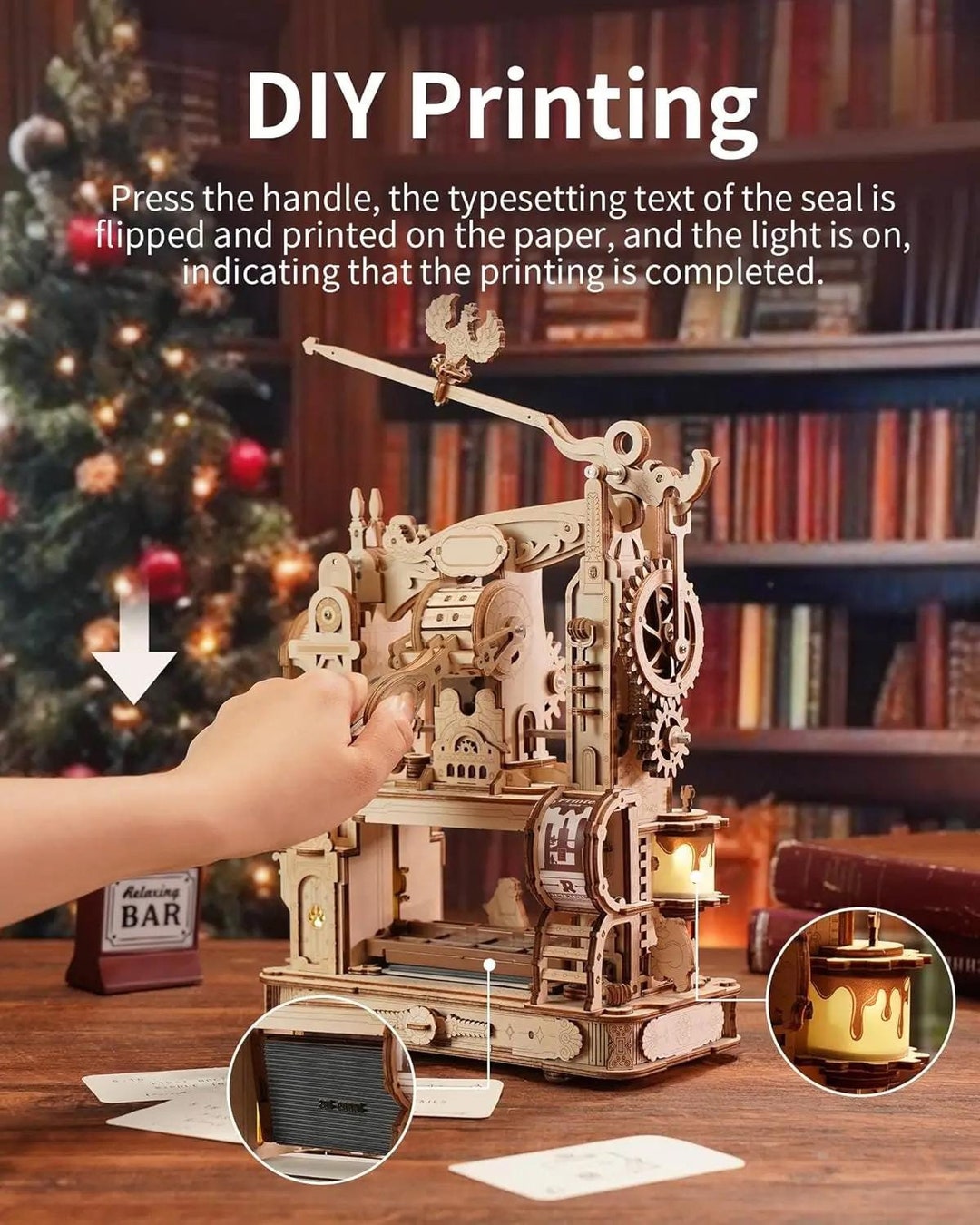 Mechanical Gears 3D Puzzle, Wooden Mechanical Model Kit, Artisan Wood ...