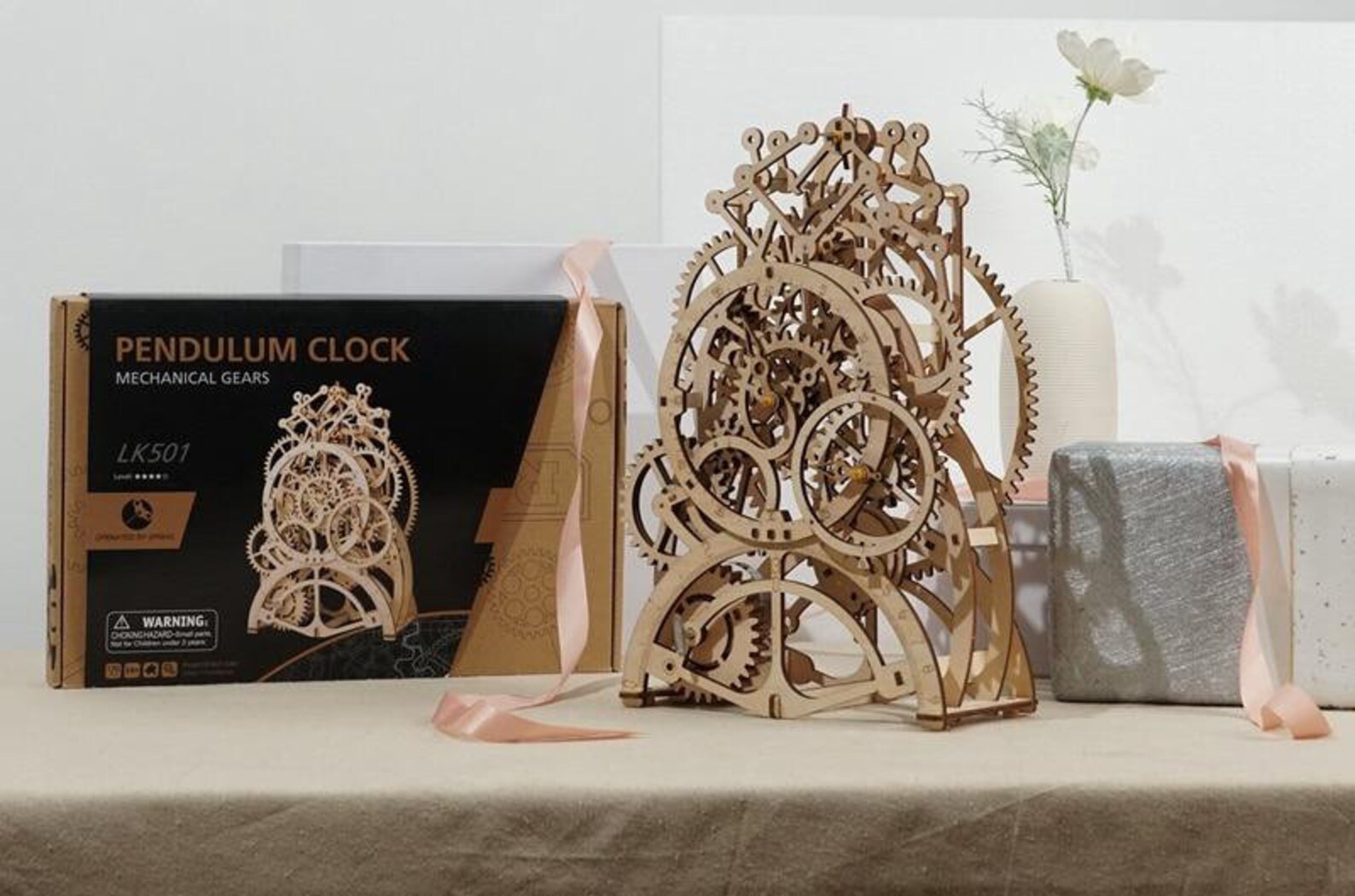 Pendulum Clock 3D Puzzle, Wooden Mechanical Model Kit, Art Collectible ...