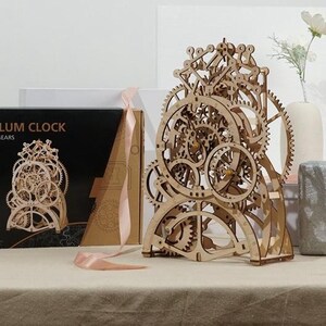Pendulum Clock 3D Puzzle, Wooden Mechanical Model Kit, Art Collectible ...