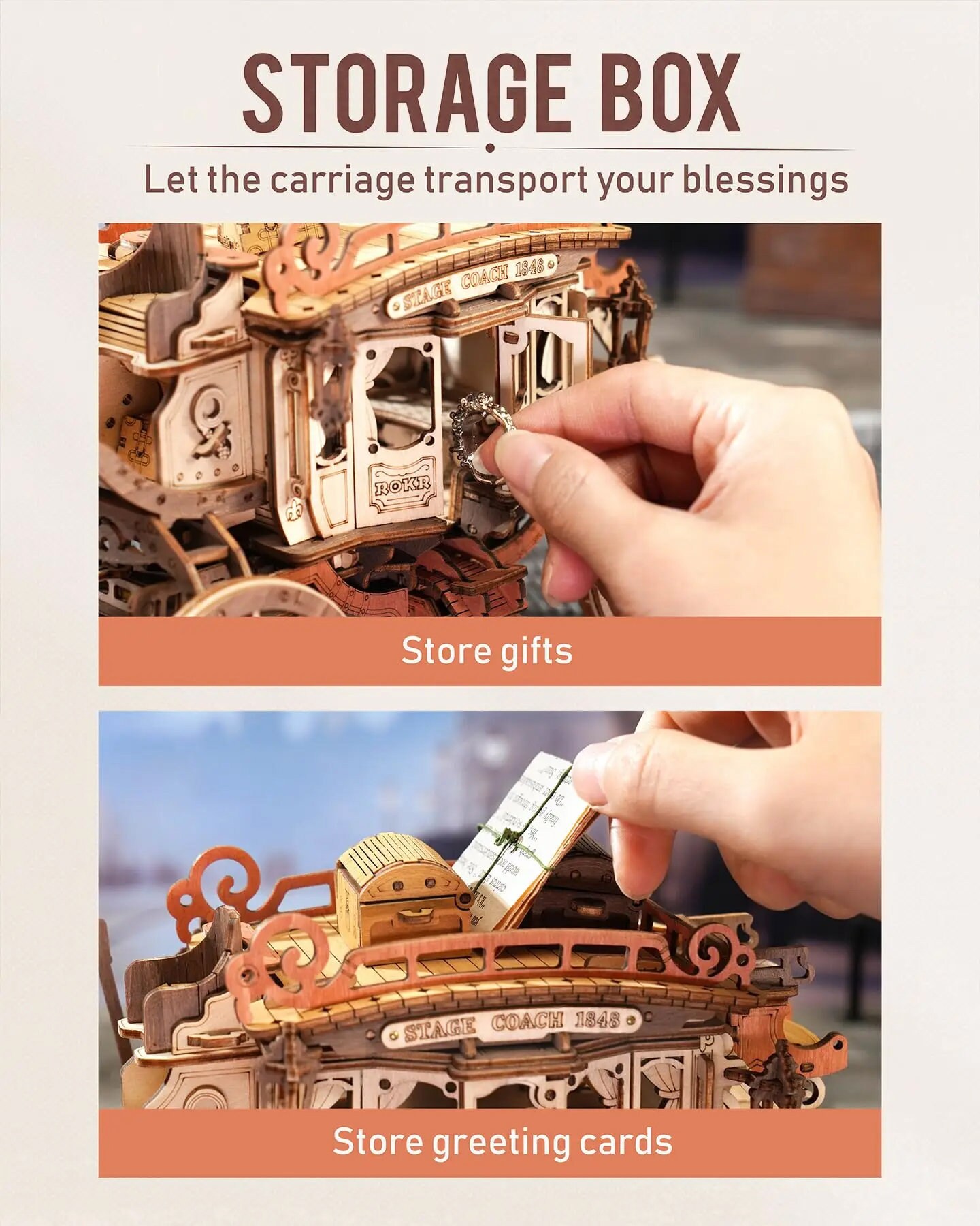Stagecoach Music Box, 3D Wooden Puzzle Kit, Vintage Vehicle Model - Etsy