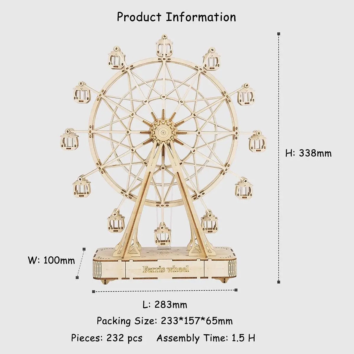 Ferris Wheel 3D Puzzle, Wooden Mechanical Model Kit, Carnival Decor - Etsy