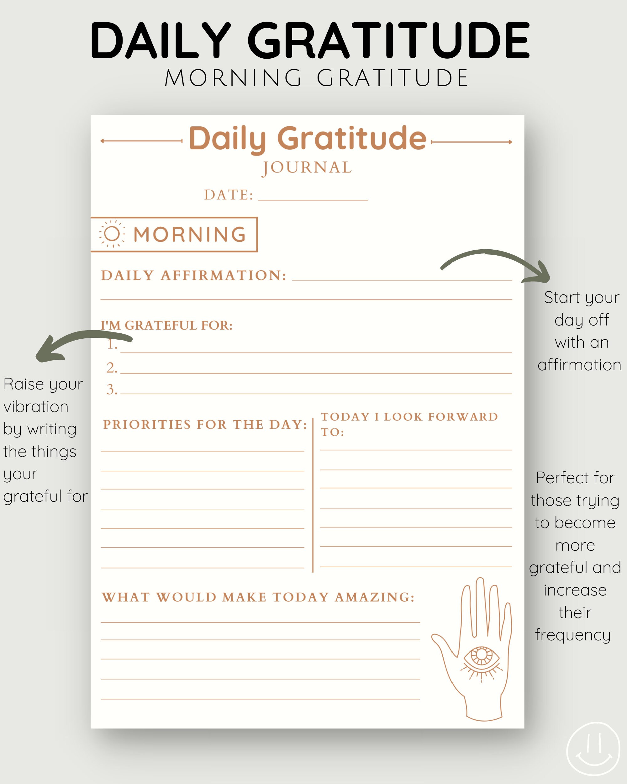 Daily Gratitude Journal, Instant Download, Morning, Evening ...