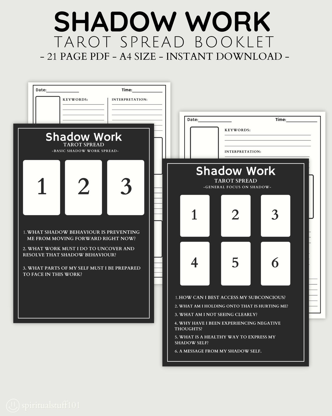Shadow Work Tarot Spread Instant Download Printable Tarot - Etsy Hong Kong