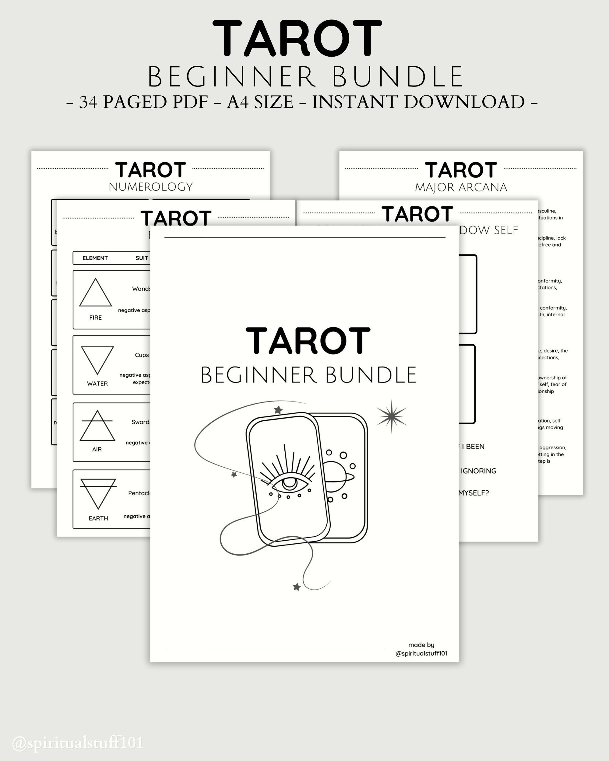 Tarot Beginner Bundle, Instant Download, Tarot Spreads, Shadow Work ...