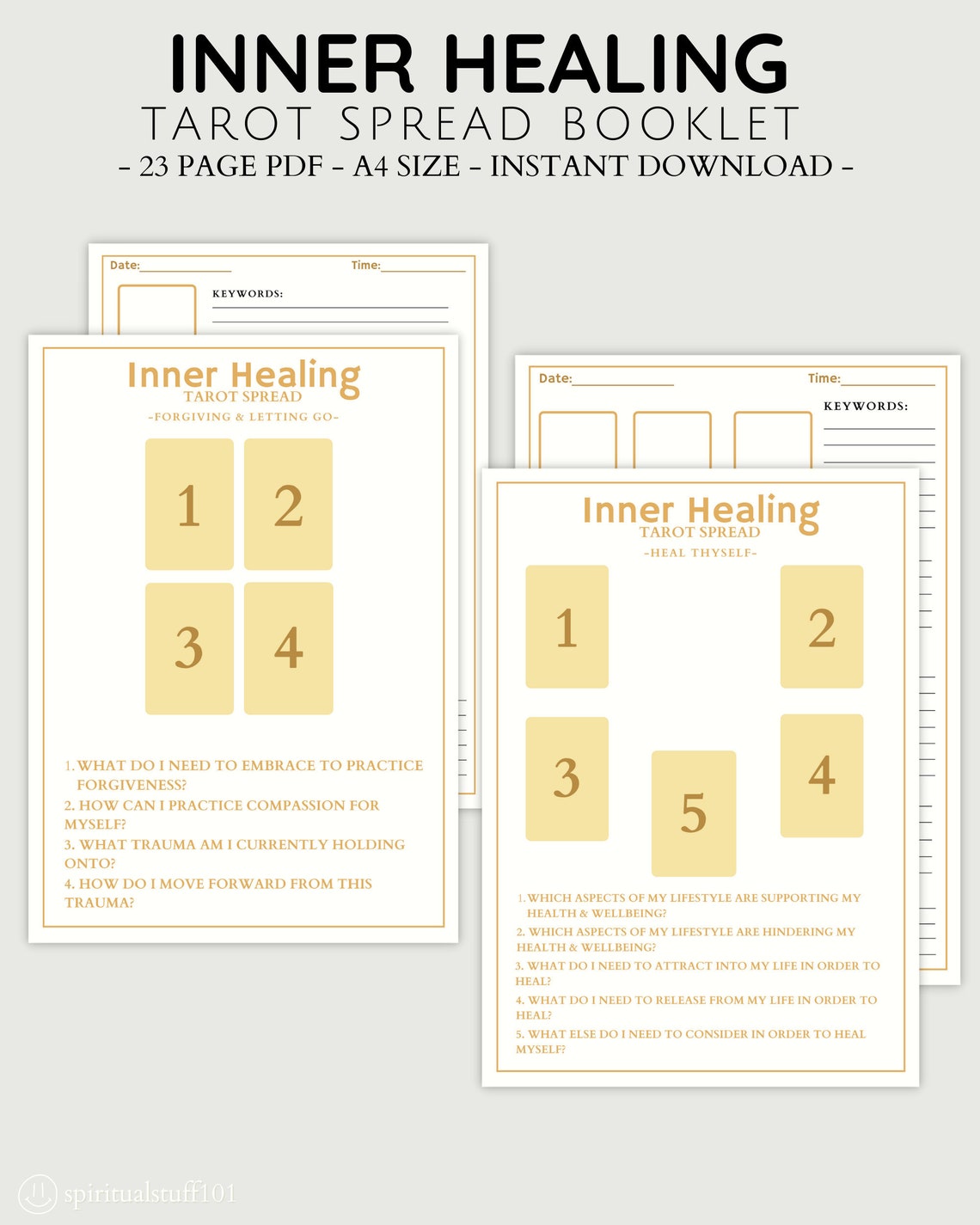 Inner Healing Tarot Spread Booklet, Instant Download, Printable, Inner ...