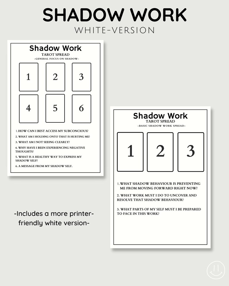 Shadow Work Tarot Spread Instant Download Printable Tarot - Etsy UK