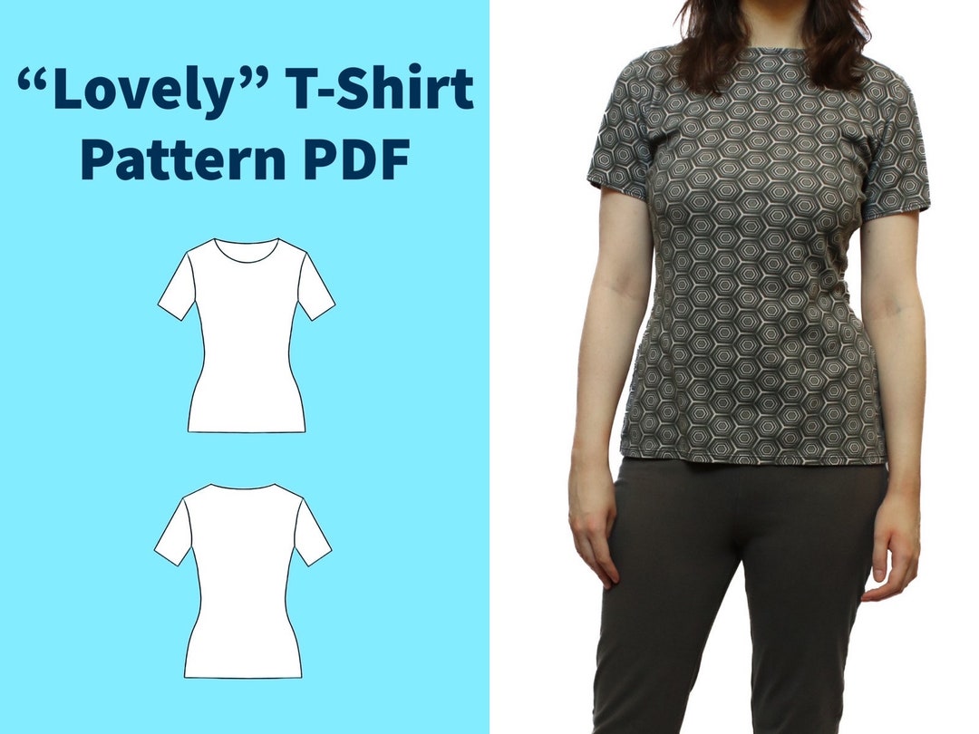 Both Size Ranges - "lovely" T-shirt Pattern, Semi-fitted T-shirt Sewing ...