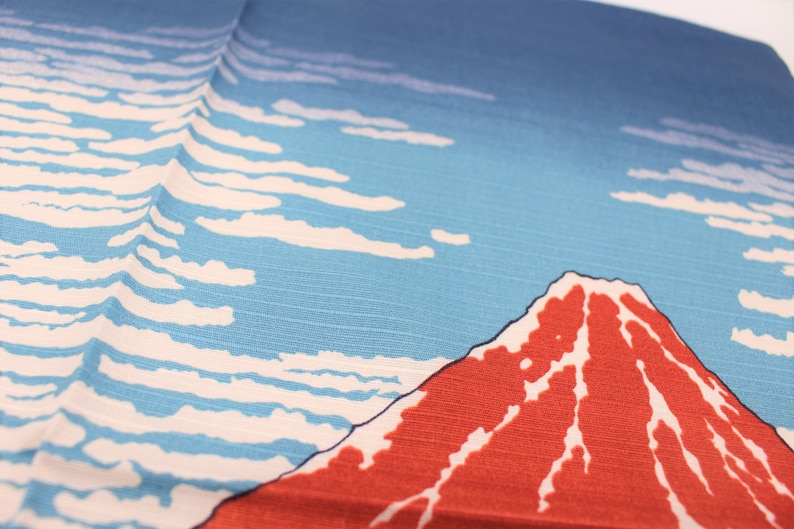Japanese Furoshiki Red Mt. Fuji / Japanese Cotton Wrapping Cloth ...