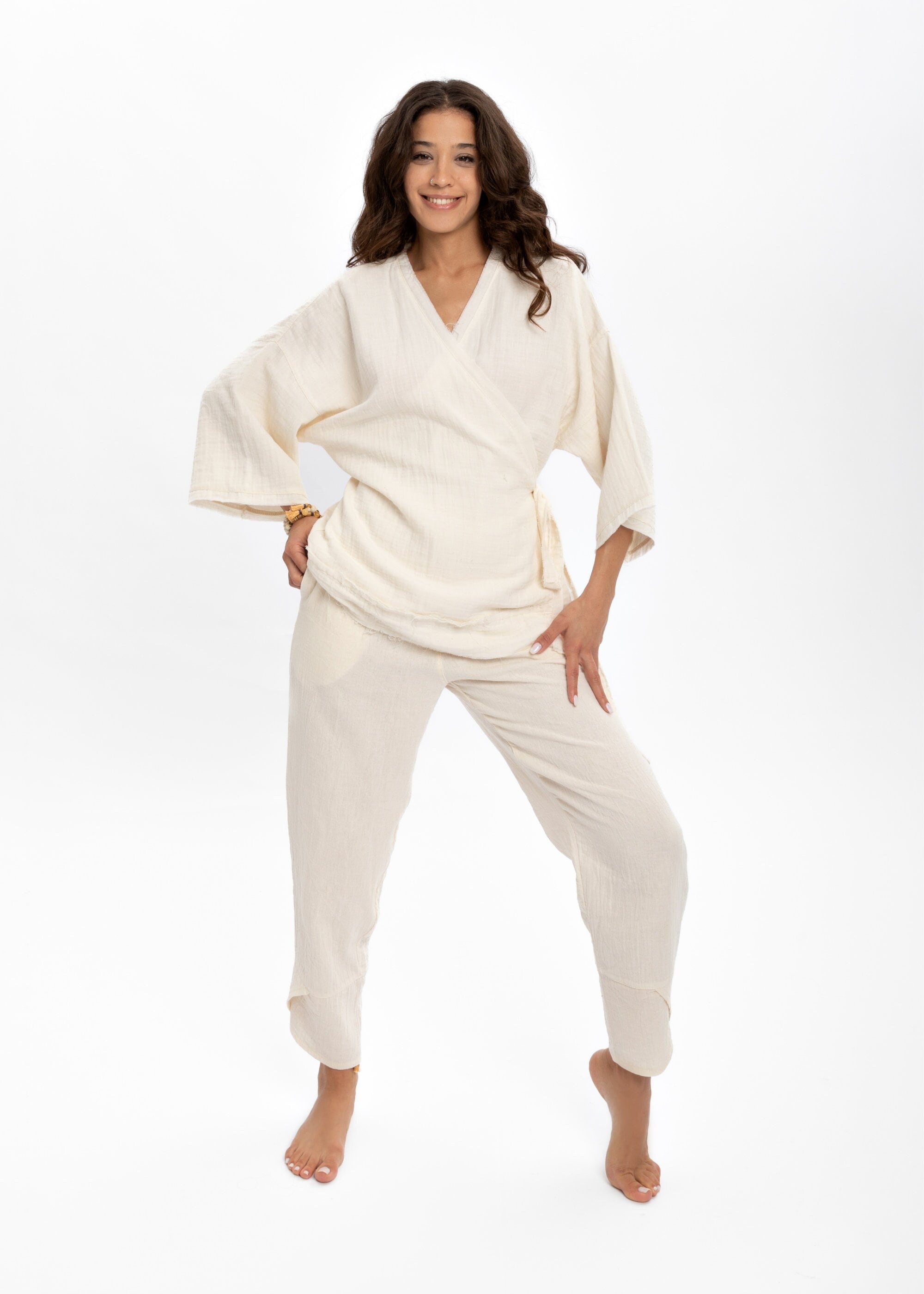 Muslin Robe Set: Cotton Kimono, Lounge Pants - Etsy