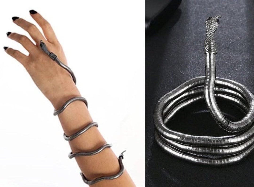 Bendable Snake Bracelet, Gold Silver Black Snake, Halloween Costume ...