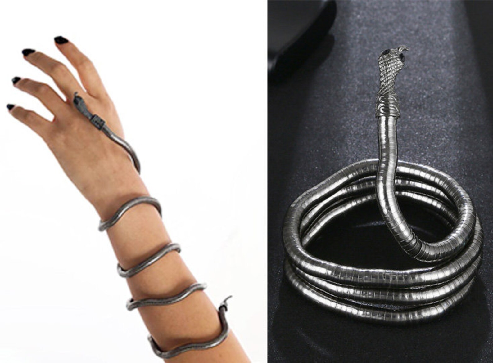 Bendable Snake Bracelet Gold Silver Black Snake Halloween - Etsy