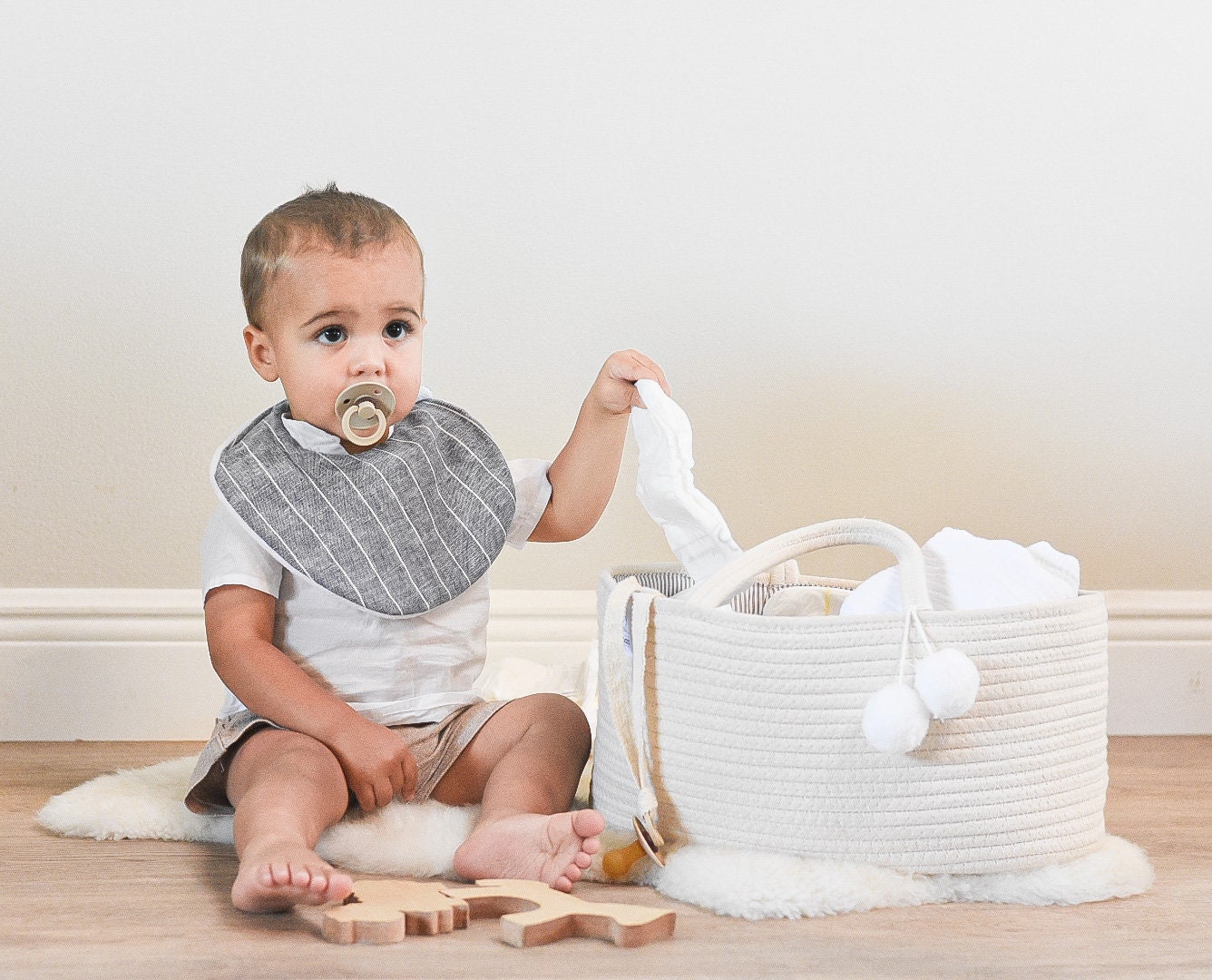 Rope Diaper Caddy Organizer/ Nursery Storage Bin/ Portable Diaper ...