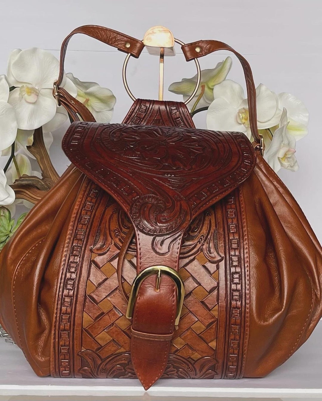 Goldie Handmade Chiseled/engraved Genuine 100% Leather Backpack Luxury ...