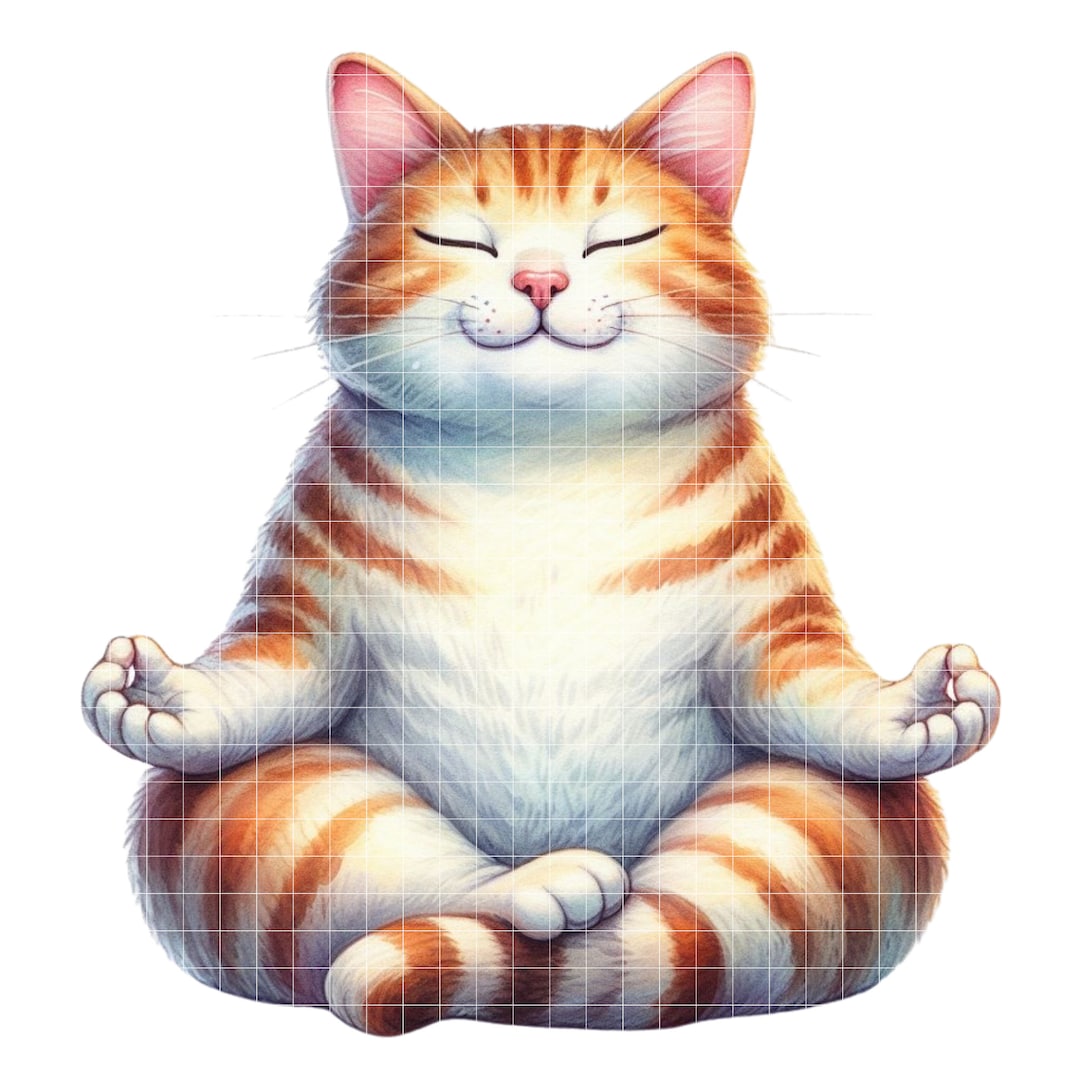 Zen Kitty Pngs | Spiritual Cat | Cute Meditation Graphics | Instant ...