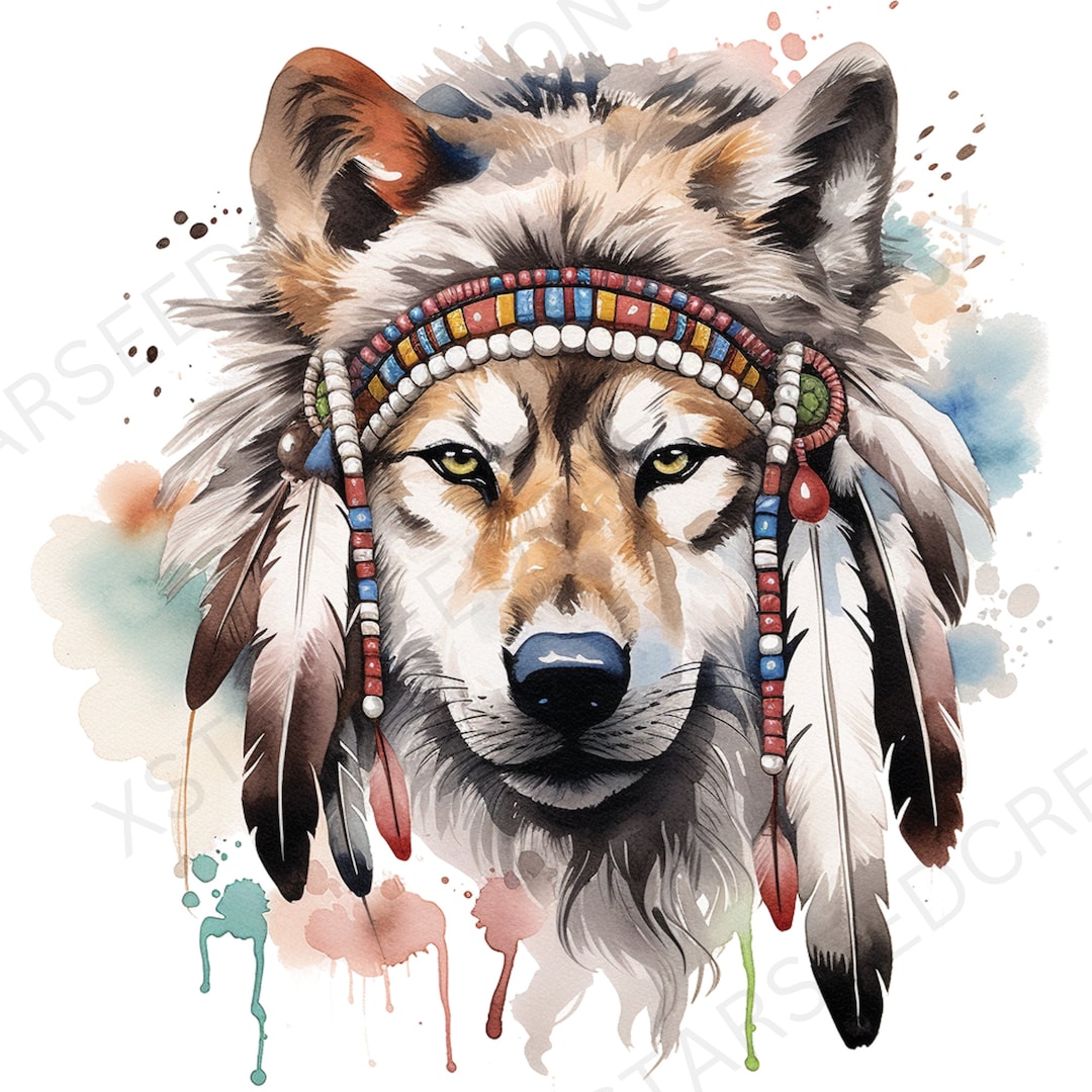 Native American Wolf PNG Wolf Art Native American Art Clipart Instant ...