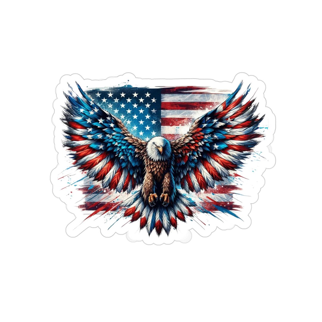 Patriotic Eagle Die-cut Outdoor Stickers, USA Flag Eagle Sticker ...