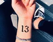Number 13 Temporary Tattoo Sticker set of 4 - Etsy