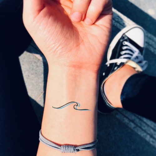 Blue Wave Temporary Tattoo Sticker set of 4 - Etsy