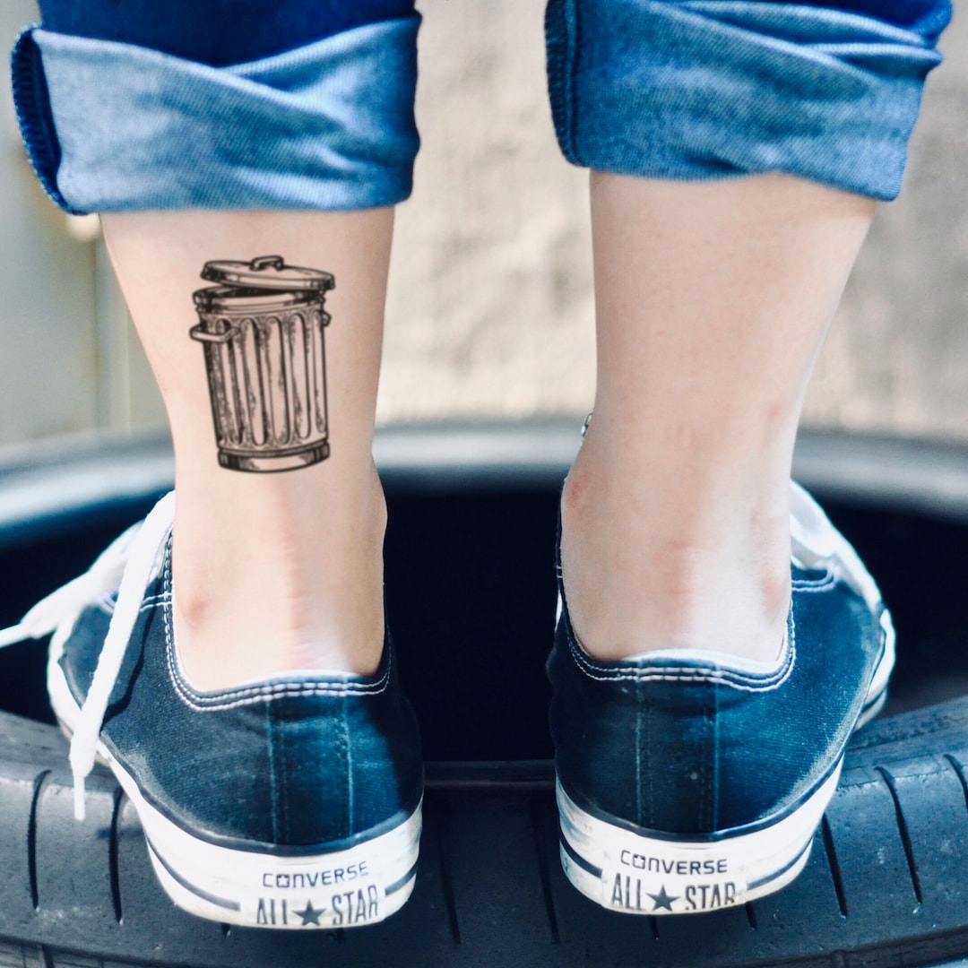 Trash Can Temporary Tattoo Sticker (set of 2) - Etsy