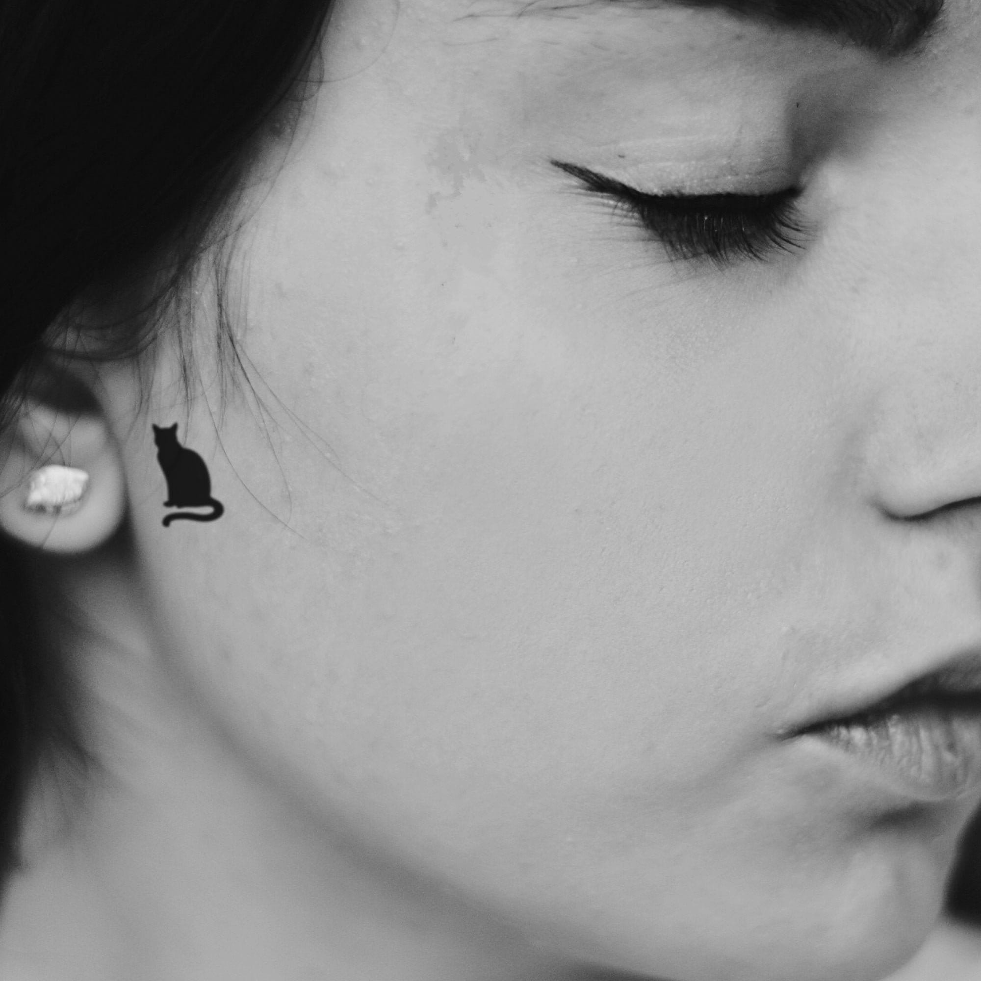 Cat Behind the Ear Temporary Tattoo Sticker set of 6 | Etsy