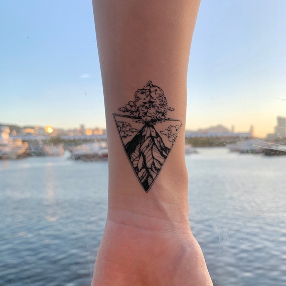 Volcano Temporary Tattoo Sticker set of 2 - Etsy