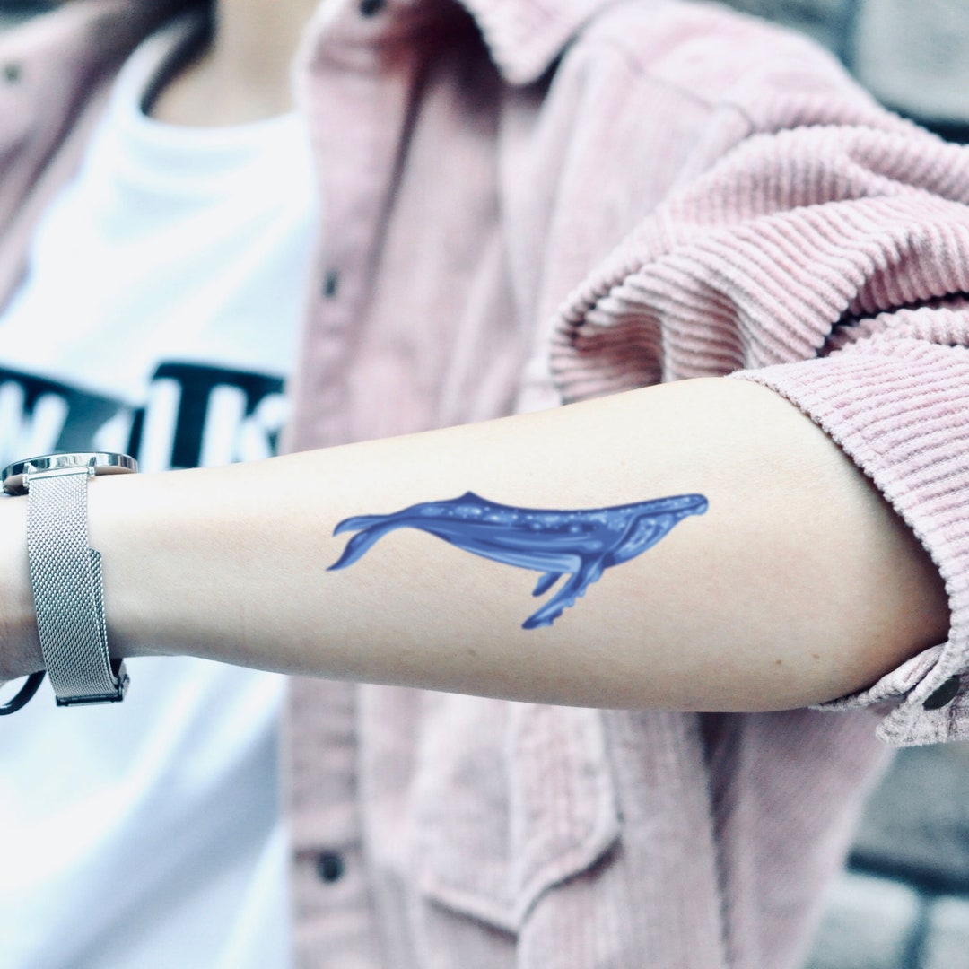 Blue Whale Temporary Tattoo Sticker (set of 2) - Etsy