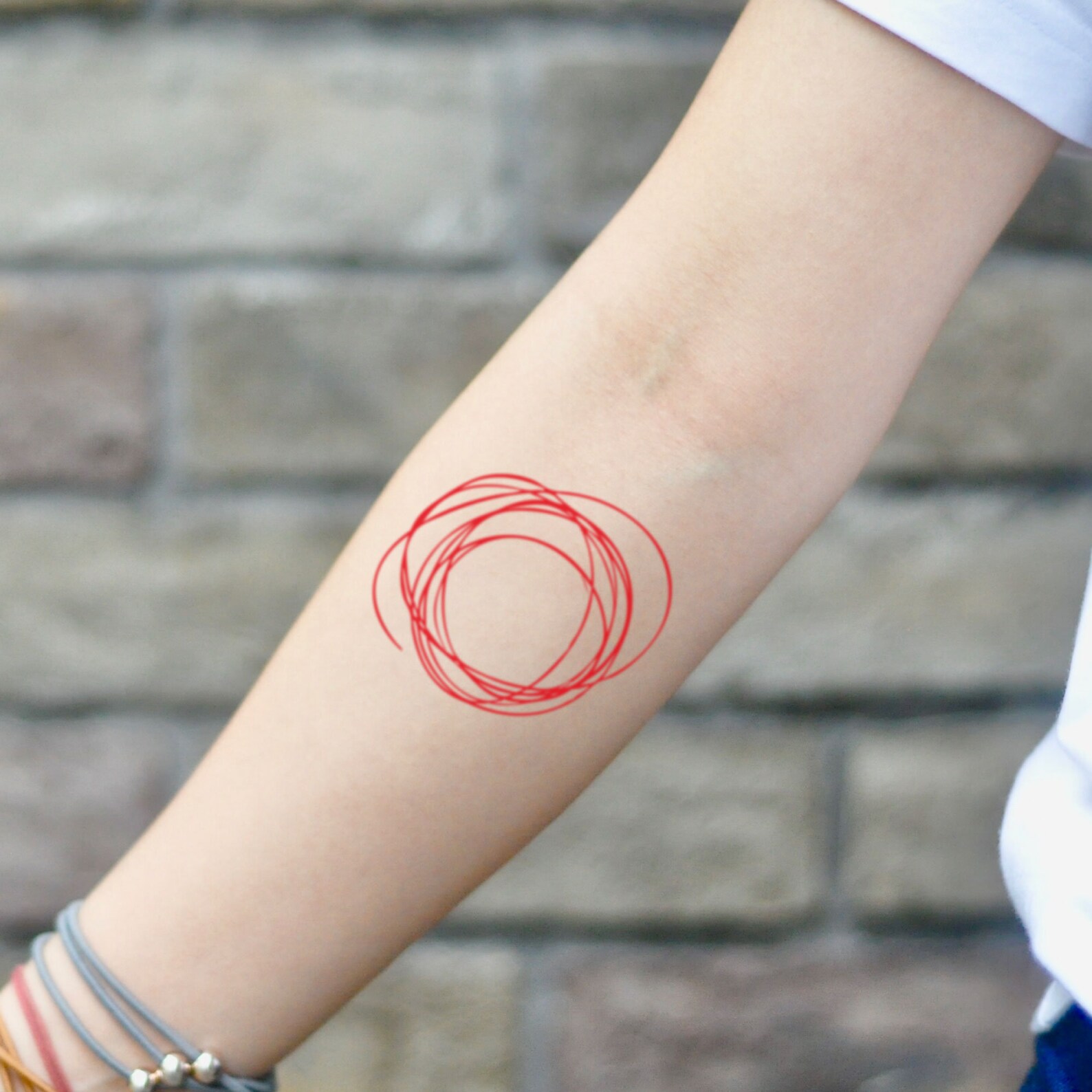 Red Line Temporary Tattoo Sticker set of 2 - Etsy