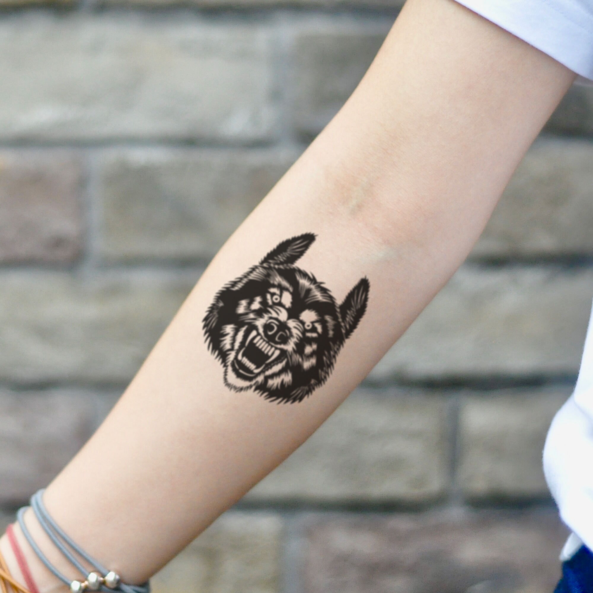 Angry Wolf Temporary Tattoo Sticker set of 2 - Etsy