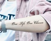 One Life One Chance Temporary Tattoo Sticker set of 2 - Etsy