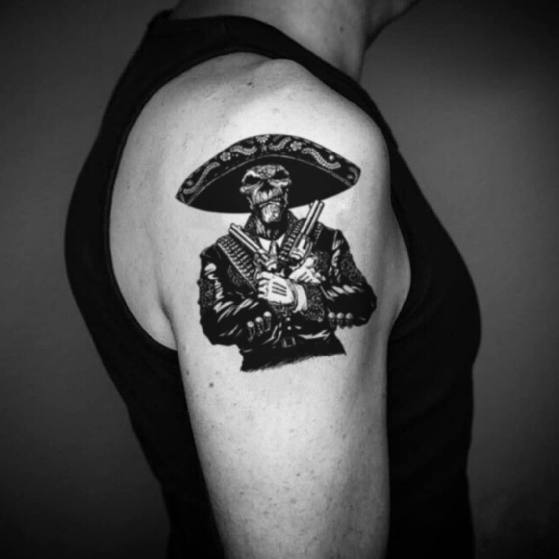 Mexican Charro Skull Temporary Tattoo Sticker (set of 2) - Etsy