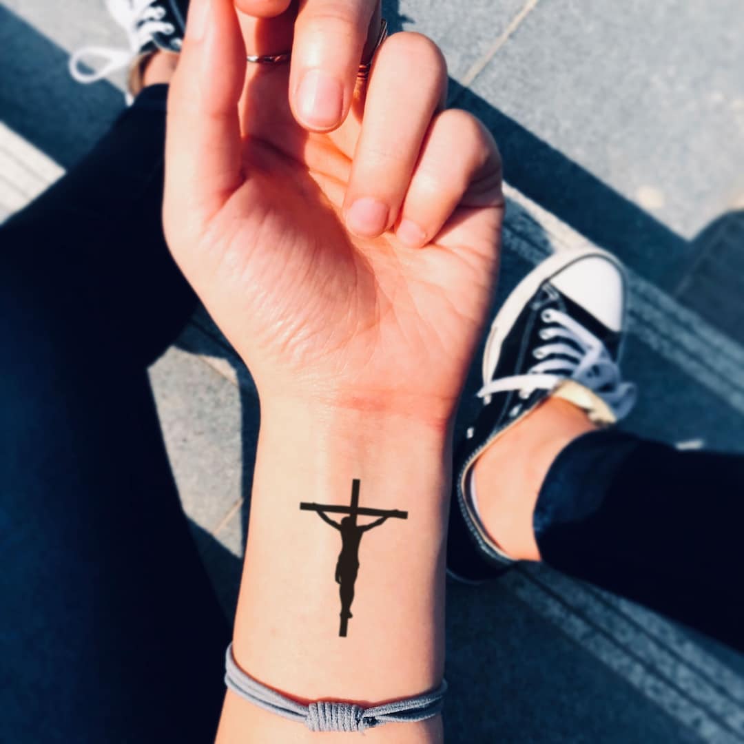 Jesus Carrying Cross Crucifix Temporary Tattoo Sticker (set of 2) - Etsy